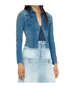 DIESEL® One-button Denim Shirt With Patch Effects