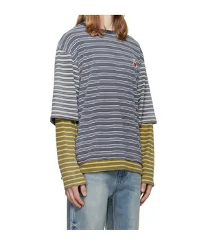 We11Done Contrast Striped Layered T-shirt