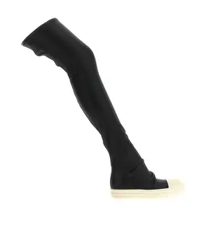 Rick Owens High Stocking Sneaker Boots - Black/milk/milk