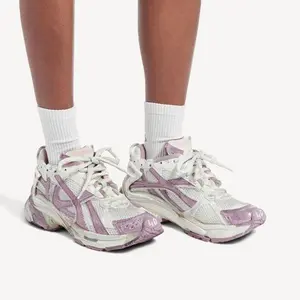 Balenciaga Runner Glitter Sneakers - White/lilac/pink