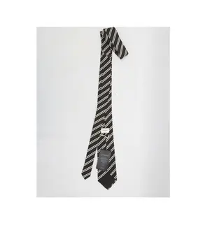 Saint Laurent Striped Logo Patch Tie