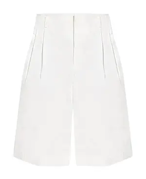 Comme Des Garçons Pleated Wide-leg Bermuda Shorts - White