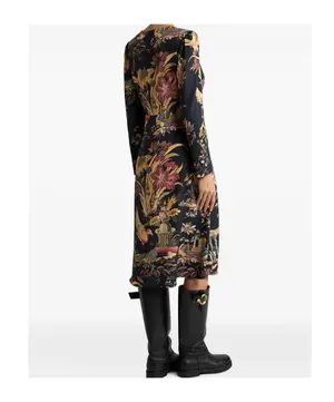 Etro Scenic Floral Print Long Sleeve Dress - Multicolor