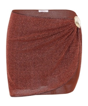 Oseree Asymmetrical Mini Skirt - Brown