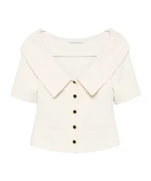 Alessandra Rich Off-shoulder Button-up Jacket - White