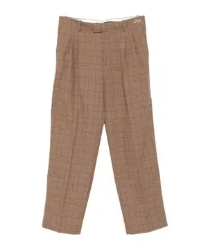 Drole De Monsieur Check-pattern Pleated Trousers - Brown