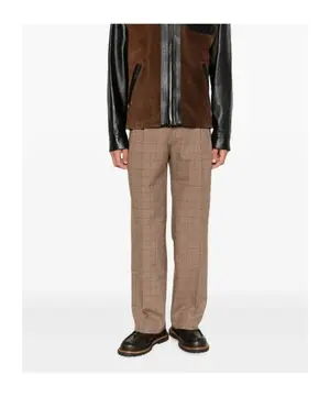 Drole De Monsieur Check Pattern Pleated Trousers
