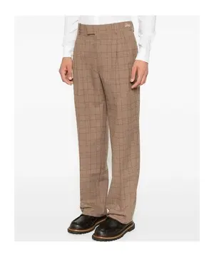 Drole De Monsieur Check Pattern Pleated Trousers