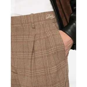 Drole De Monsieur Check Pattern Pleated Trousers