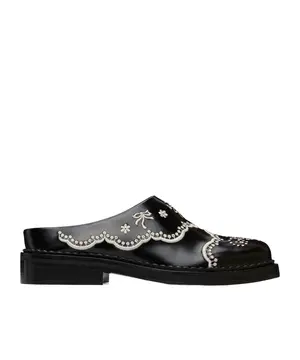 Simone Rocha Embroidered Leather Mules