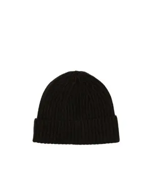 LISA YANG Turn-up Knit Hat - Dark Brown