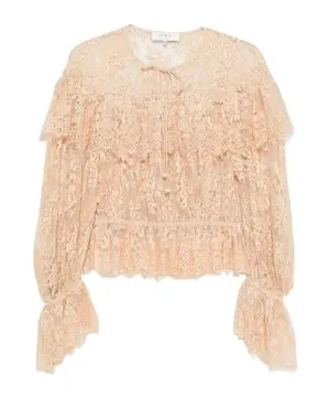 Sea Ruffled Lace Blouse - Khaki