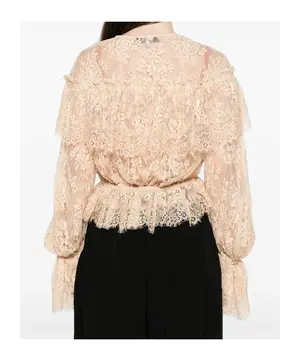 Sea Ruffled Lace Blouse