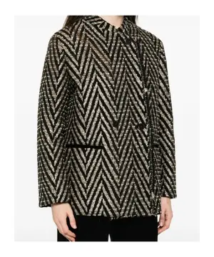 FORTE_FORTE Herringbone Knit Jacket With Fringe
