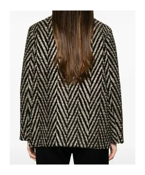 FORTE_FORTE Herringbone Knit Jacket With Fringe