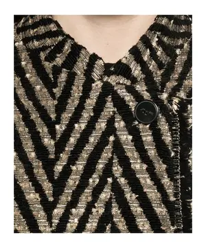 FORTE_FORTE Herringbone Knit Jacket With Fringe