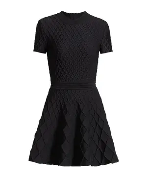 Balmain Flared Knit Dress - Black