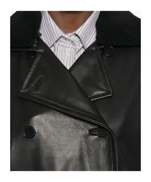 SALVATORE SANTORO Shearling-collar Double-breasted Jacket