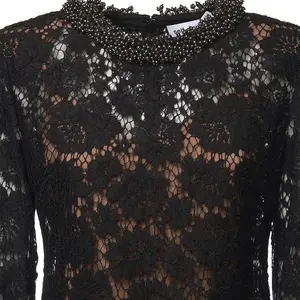SELF-PORTRAIT Jewel Collar Lace Mini Dress - Black