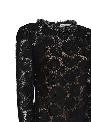 SELF-PORTRAIT Jewel Collar Lace Mini Dress - Black