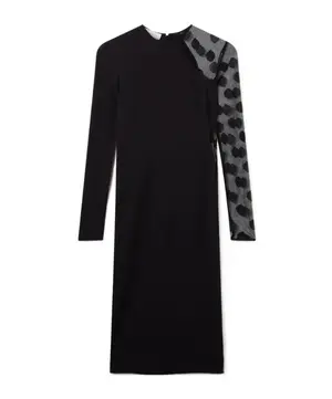 Stella McCartney Polka-dot Mesh-panel Midi Dress - Black/white