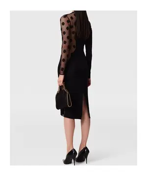Stella McCartney Polka Dot Mesh Panel Midi Dress