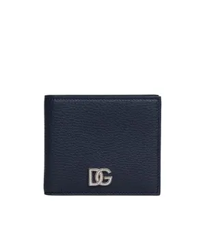 Dolce & Gabbana Dolce Gabbana Logo Plaque Bi-fold Wallet - Blue