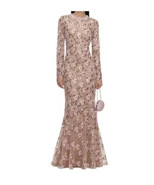 SELF-PORTRAIT Floral Sequin Maxi Dress
