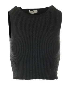 Elisabetta Franchi Top In Knit Fabric - Black
