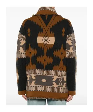 Alanui Jacquard Knit Fringed Cardigan