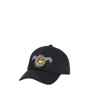 Kenzo Jumping Tiger' Embroidered Cap In Cotton - Black