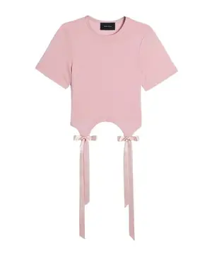 Simone Rocha Bow-detail Cutout T-shirt - Pink