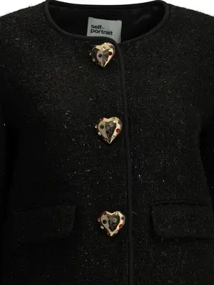 SELF-PORTRAIT Metallic Boucle Jacket With Detachable Faux Fur Cuffs