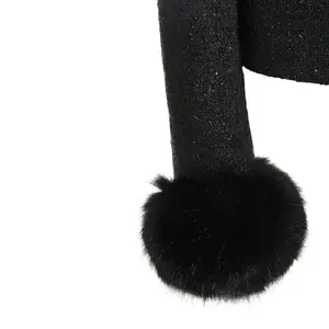 SELF-PORTRAIT Metallic Boucle Jacket With Detachable Faux Fur Cuffs