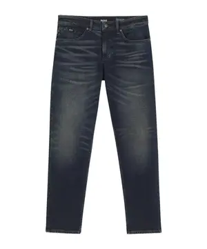 Hugo Boss Faded Whiskered Jeans - Dark Blue