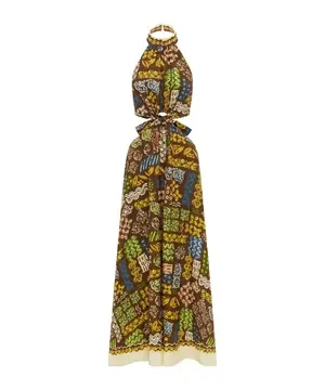 ALEMAIS Halter Neck Dress - Brown