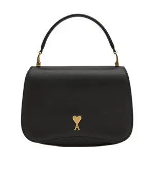 AMI Paris Flap Shoulder Bag - Black