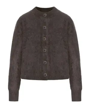 LISA YANG Long-sleeve Knit Cardigan - Dark Fern Brushed