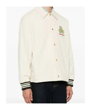 Drole De Monsieur Long Sleeve Casual Jacket With Logo Print