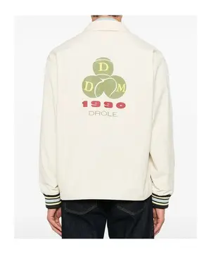 Drole De Monsieur Long Sleeve Casual Jacket With Logo Print