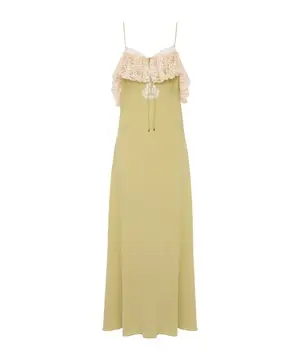 Chloé Sleeveless Maxi Dress With Lace Trim And Draped Tie Detail