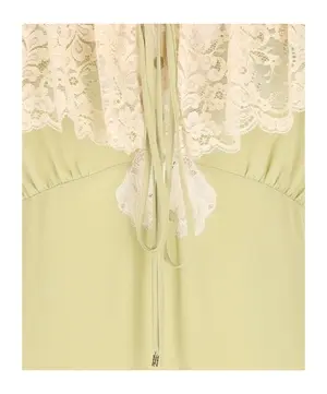 Chloé Sleeveless Maxi Dress With Lace Trim And Draped Tie Detail