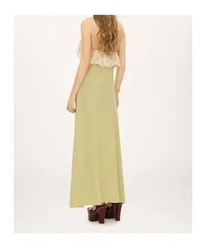 Chloé Sleeveless Maxi Dress With Lace Trim And Draped Tie Detail