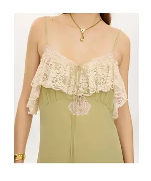 Chloé Sleeveless Maxi Dress With Lace Trim And Draped Tie Detail