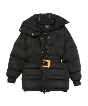 Balmain Belted Puffer Jacket - Black
