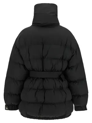 Balmain Belted Hooded Down Jacket - Black