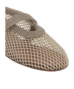 Alaïa Fishnet And Satin Cord Ballet Flats