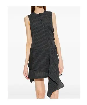 IRO PARIS Sleeveless Pinstripe Dress With Asymmetrical Draping