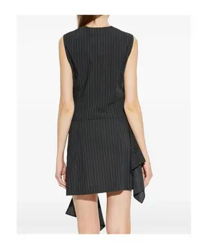 IRO PARIS Sleeveless Pinstripe Dress With Asymmetrical Draping