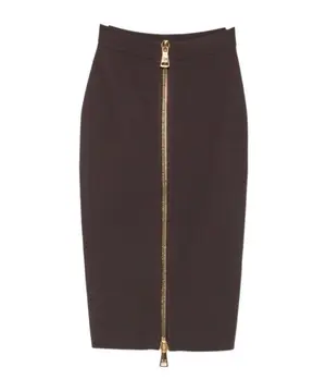 Elisabetta Franchi Front-zip Pencil Midi Skirt - Brown